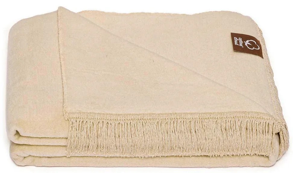 Unia - Cotton Cloud Bavlněná akrylová přikrývka 150x200 0293/1 béžová přehoz na postel přikrývka