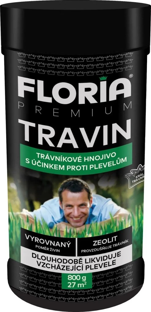 FLORIA PREMIUM Trávníkové hnojivo s účinkem proti plevelům 3v1 TRAVIN 800 g