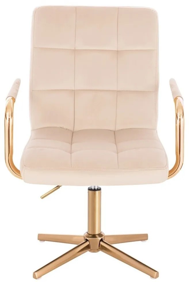 LuxuryForm DESIGN Otočná židle VERONA GOLD VELUR na zlatém kříži - krémová