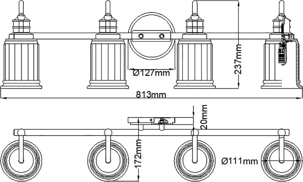 Koupelnové světlo nad zrcadlo Elstead SWELL 4 chrom 4×G9