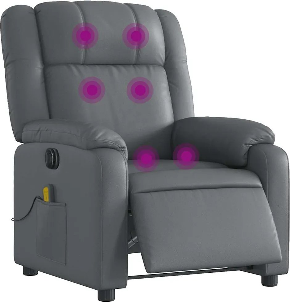 Elektrické masážní polohovací křeslo šedé umělá kůže 3205146
