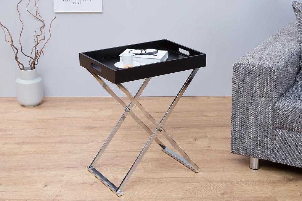 Bighome - Příruční stolek VALIENTA – černá, stříbrná