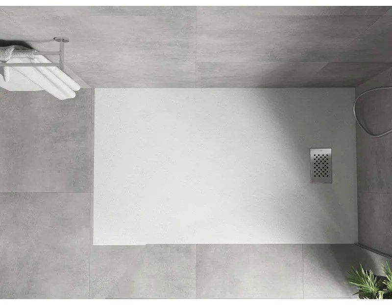 Mexen Hugo, obdélníková sprchová vanička SMC 150 x 90 cm, bílá, ocelová krytka, 42109015-X