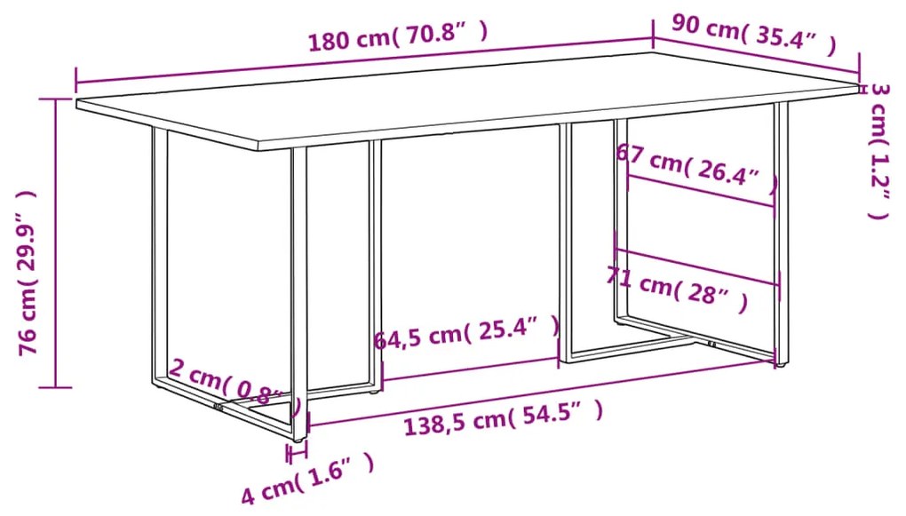 vidaXL Marketos Jídelní stůl 180 cm masivní recyklované dřevo
