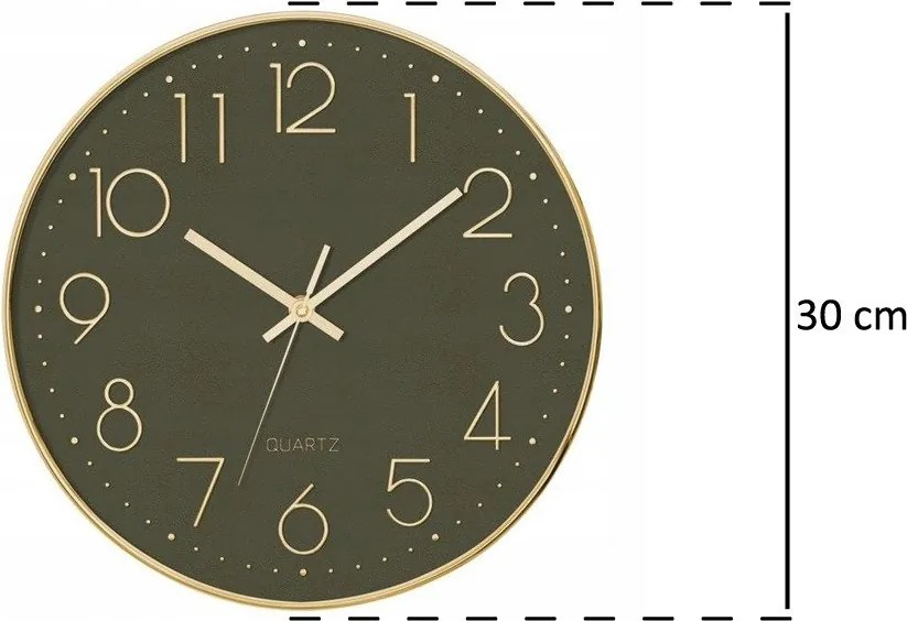 Nástěnné hodiny pro děti s tichým mechanismem, zelená, O 30 cm