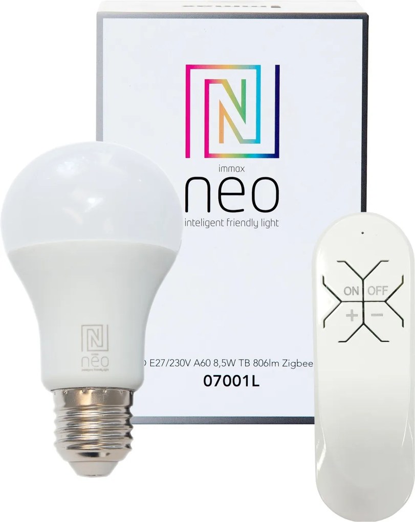 Immax NEO Smart sada 1x žárovka E27 8,5W teplá bílá, stmívatelná, Zigbee 3.0 + ovladač