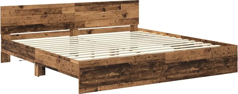 Rám postele s čelo Staré dřevo 200 x 200 cm Kompozitní dřevo 3403601