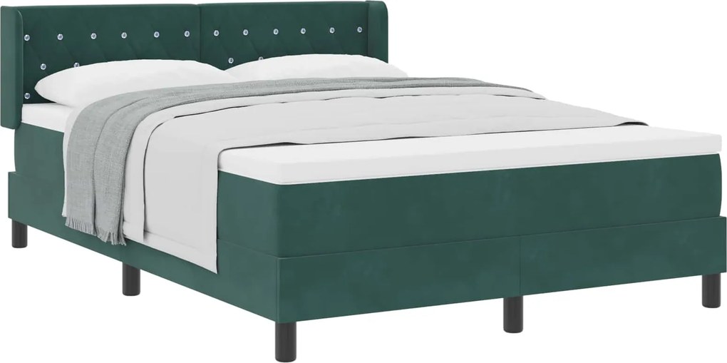 Postel s boxspringem s čelo Tmavě zelená 190 x 140 cm samet 3341411