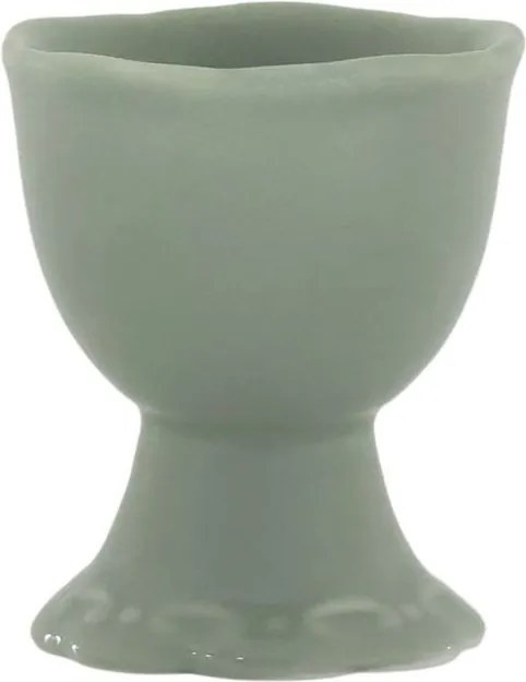 Zelený porcelánový kalíšek na vajíčko s krajkou Provence lace verte - 5*6 cm