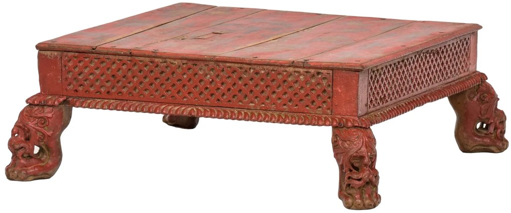 Sanu Babu Starý stolek, ručně vyřezávané nohy, 66x66x24cm