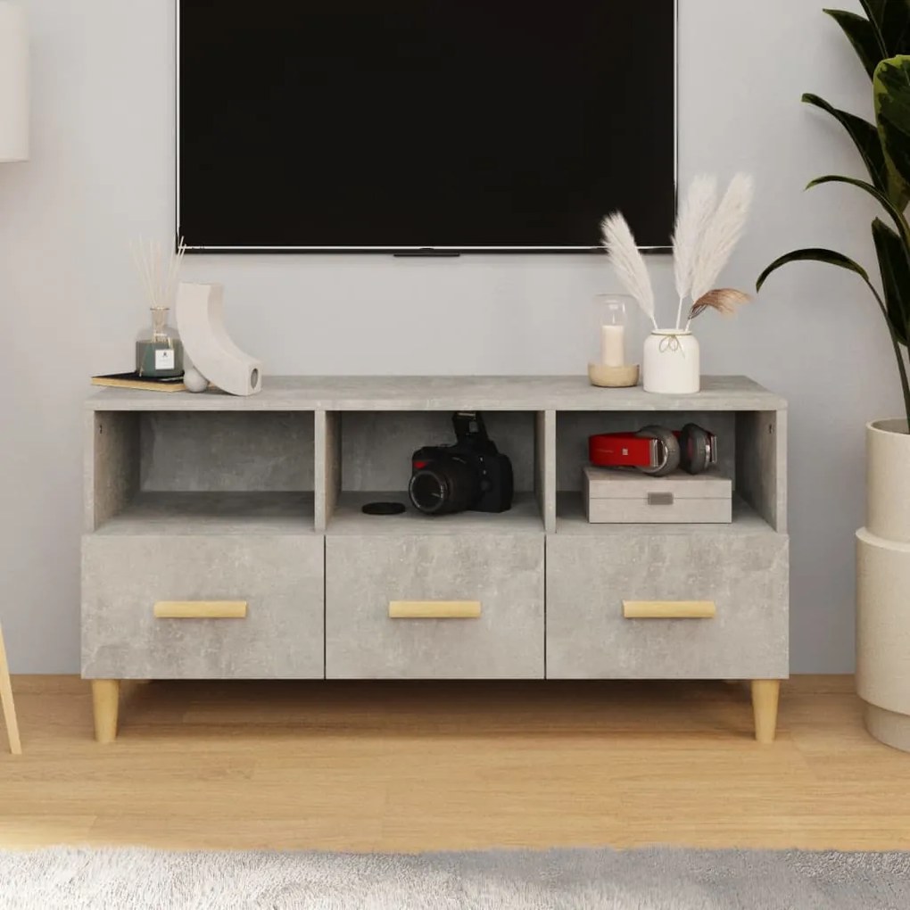 TV skříňka betonově šedá 102 x 36 x 50 cm kompozitní dřevo