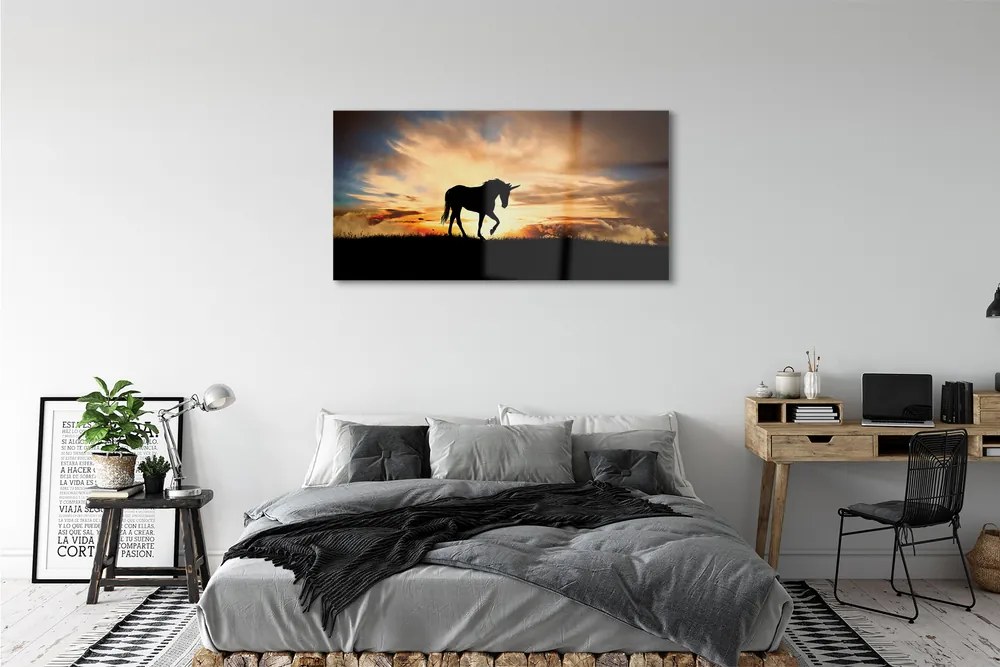 akrylový obraz Unicorn sunset 125x50 cm