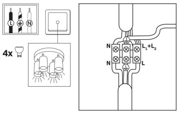 LED RGBW Stmívatelné koupelnové bodové svítidlo TURYN 4xGU10/6,5W/230V IP44 čer