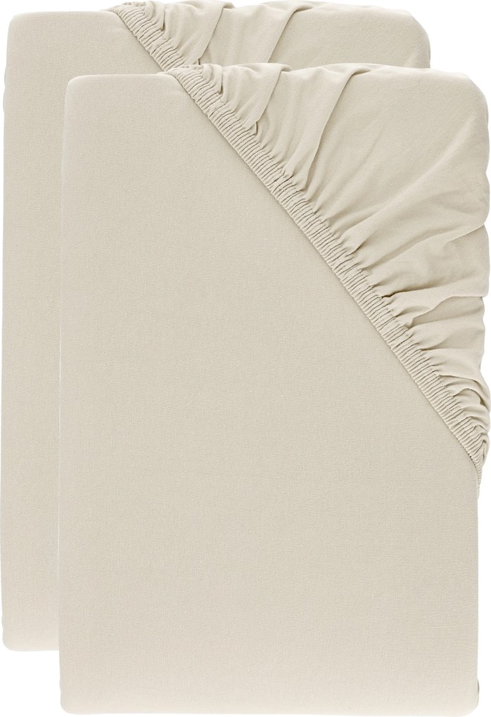 Livarno® Sada žerzejových napínacích prostěradel, 90–100 x 200 cm, 2dílná, béžová