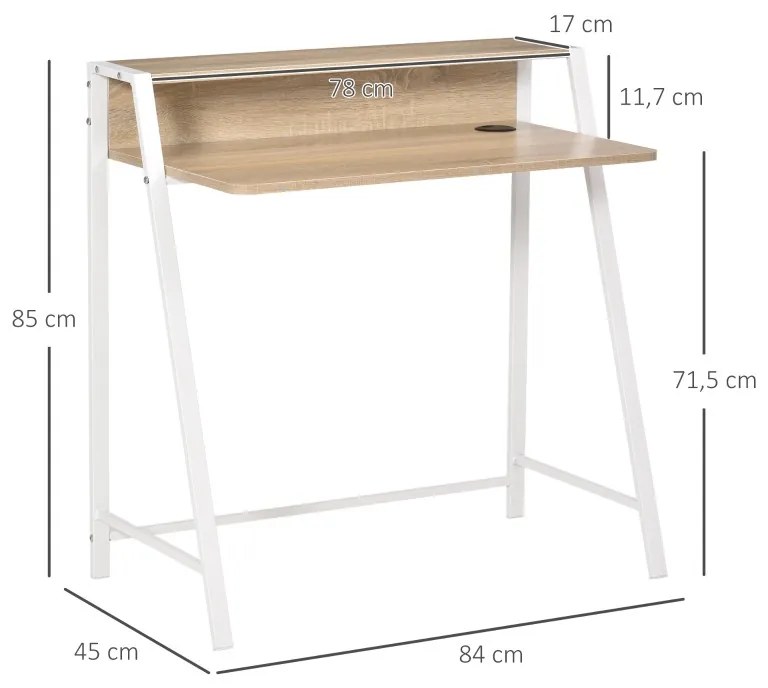 Goleto Kancelářský PC stůl 84 x 45 x 85 cm | bílý + dub