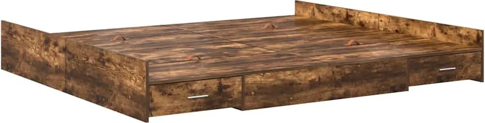 Rám postele s úložným prostorem s čelo Kouřový dub 200 x 200 cm 3335265