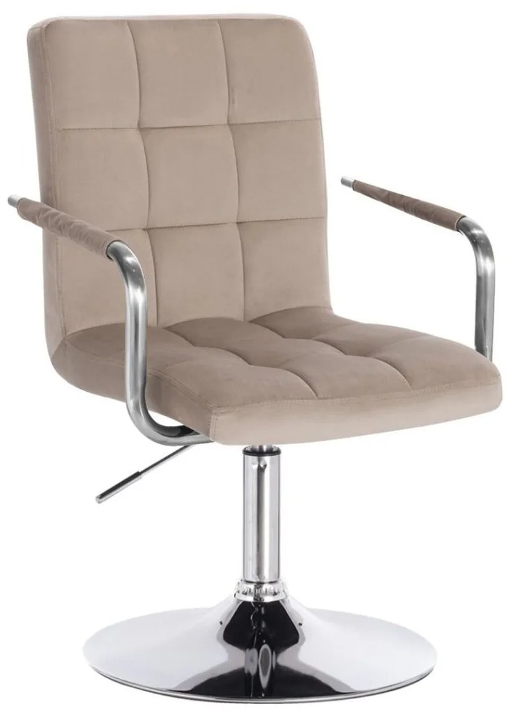 LuxuryForm DESIGN Otočná židle VERONA VELUR na stříbrném talíři - latte