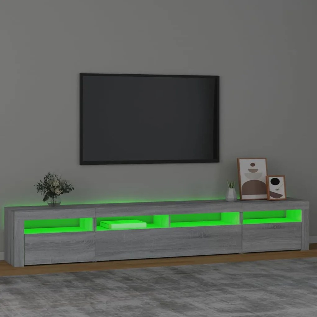 TV skříňka s LED osvětlením šedá sonoma 240x35x40 cm 3152728