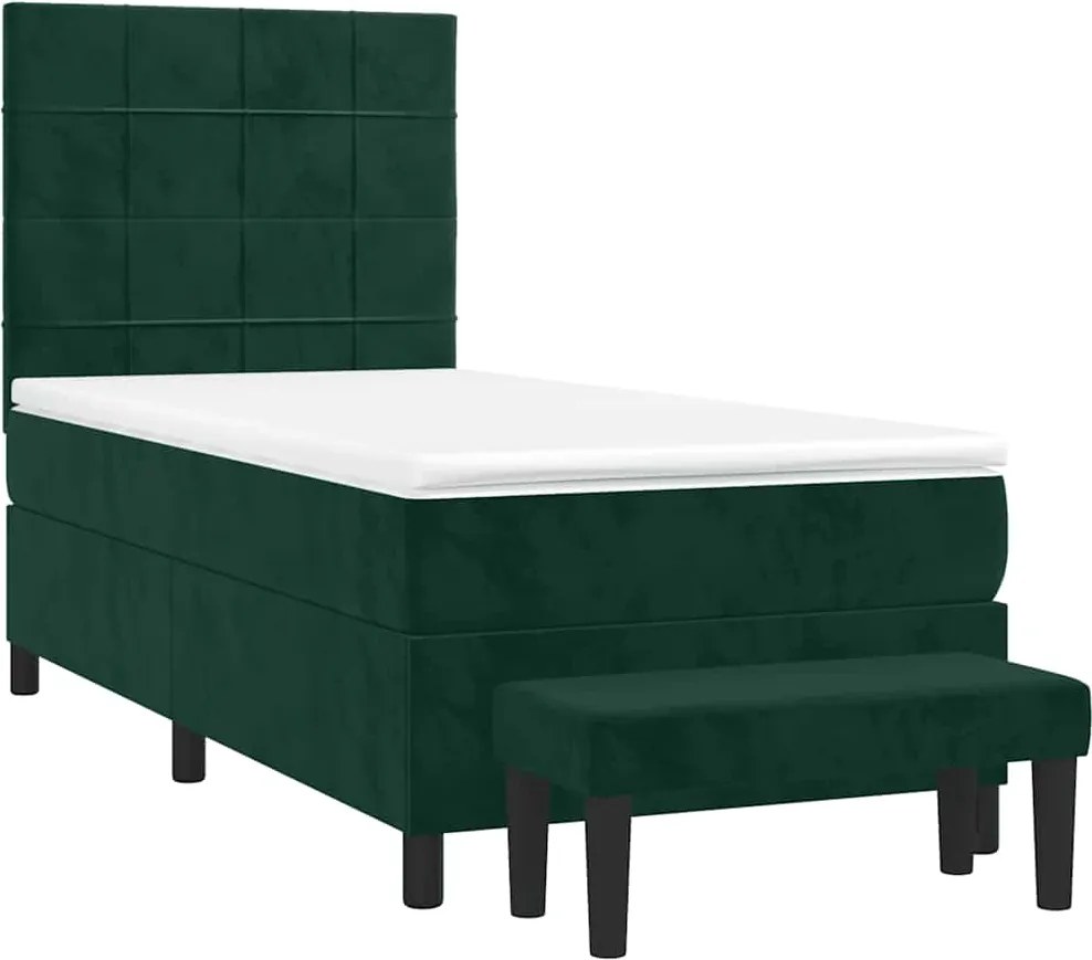 Box spring postel s matrací tmavě zelená 90x190 cm samet 3137818