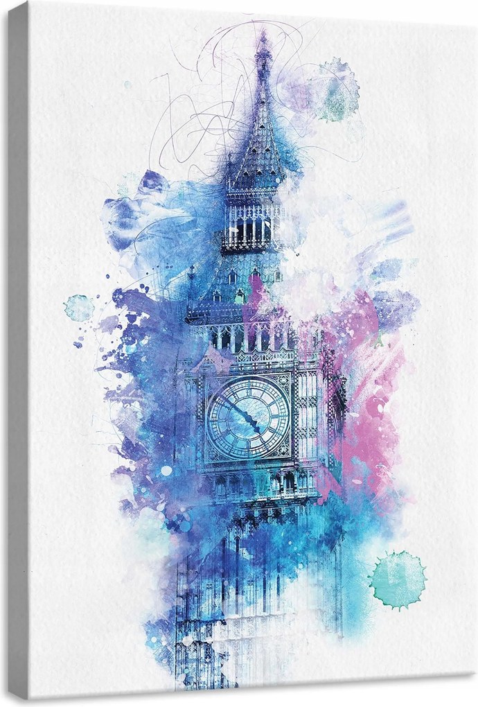 Obraz 50x70 Big Ben Londýn akvarel umělecký moderní ikonický