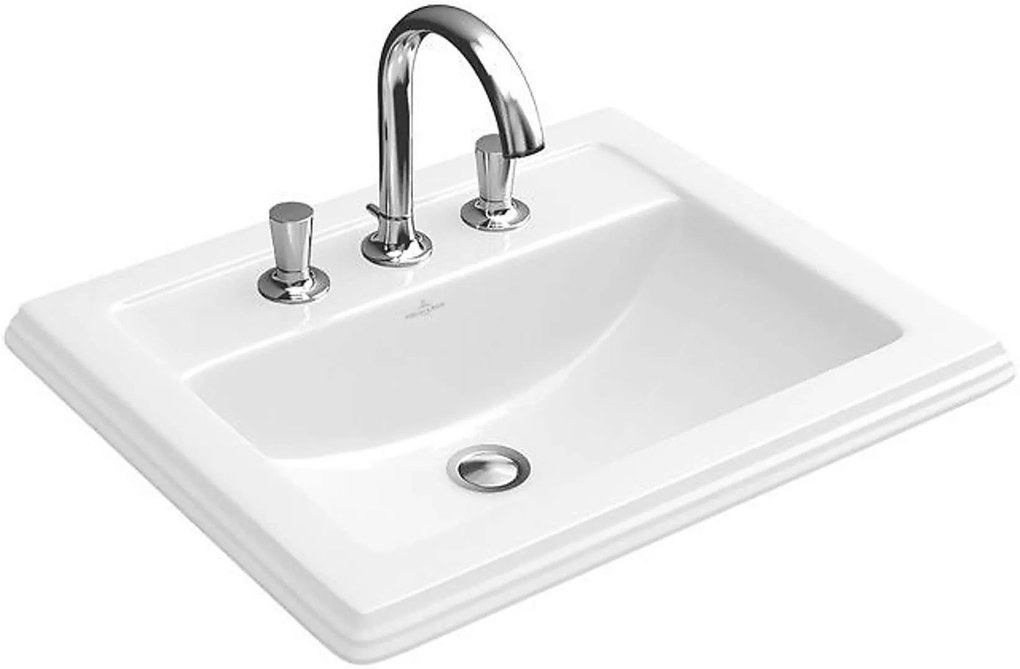 Villeroy & Boch Hommage - Umyvadlo 63x53 cm, s přepadem, otvory pro baterii, Ceramicplus, bílá 7102A1R1