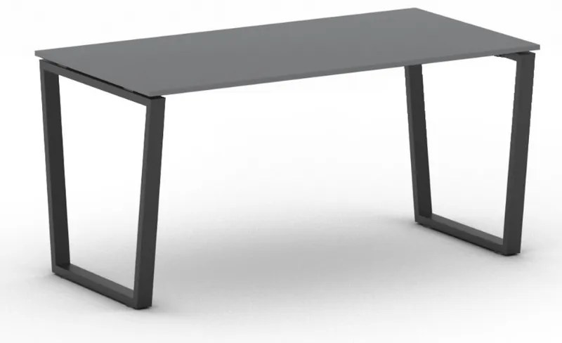 Kancelářský stůl PRIMO IMPRESS, 160x80 cm, černá podnož, grafit