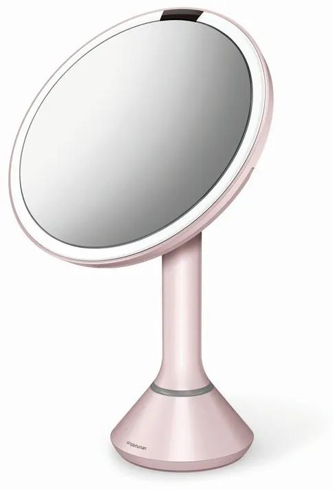 Simplehuman, Stolní kosmetické zrcadlo s LED osvětlením a dotykovým ovládáním Sensor Mirror, 20 cm | růžová