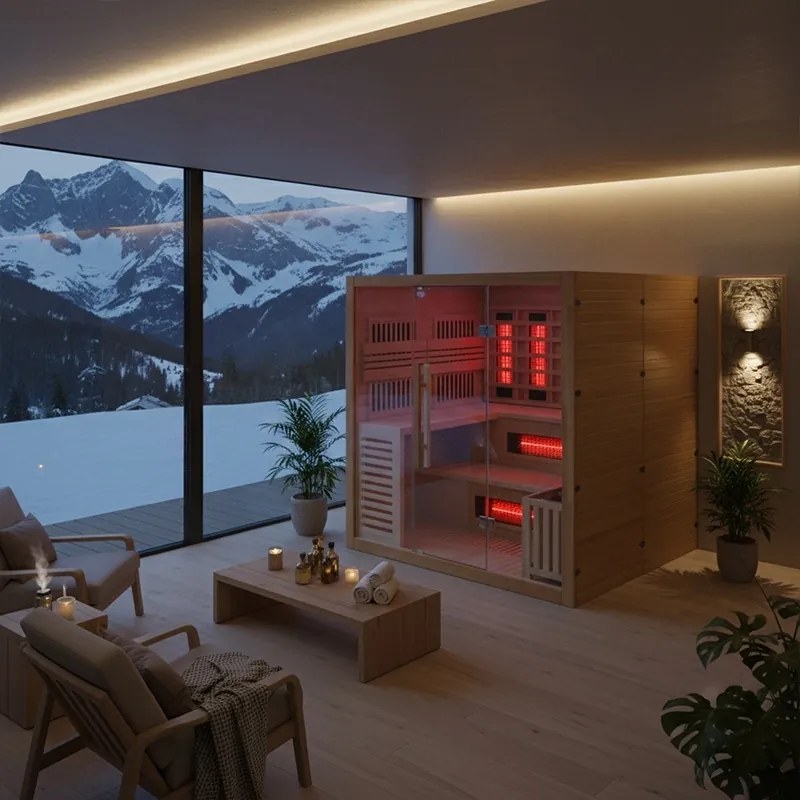 BPS-koupelny Kombinovaná sauna 2v1 - Infrasauna + finská sauna 180x160, 4-5 osob