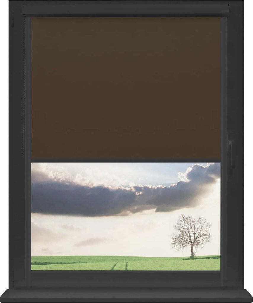 Dekodum Zatemňovací roleta v antracitové kazetě, barva látky Wenge Šířka (cm): 147, Výška (cm): Standardní (do 150 cm), Strana mechanismu: Levá