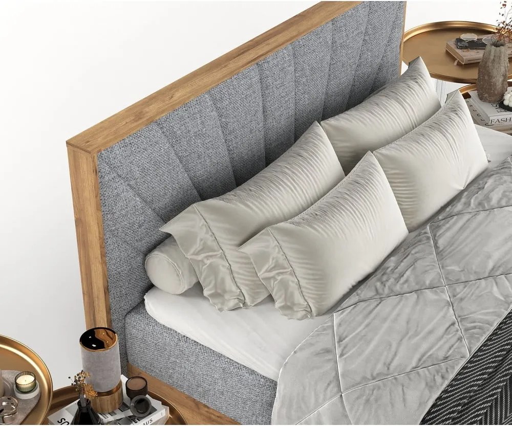 Boxspring postel s úložným prostorem v šedo-přírodní barvě 160x200 cm Asahi – Maison de Rêve