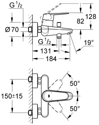 GROHE 33390002 - Vanová baterie EURODISC COSMOPOLITAN DN 15 lesklý chrom