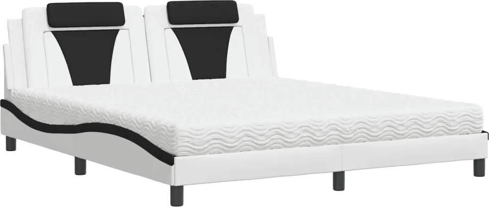 Postel Viana s matrací bílá a černá 180 x 200 cm umělá kůže 3208816