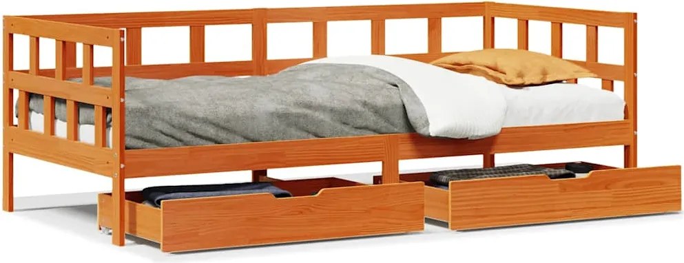 Válenda se zásuvkami bez matrace voskově hnědá 90x200 cm dřevo 3302089