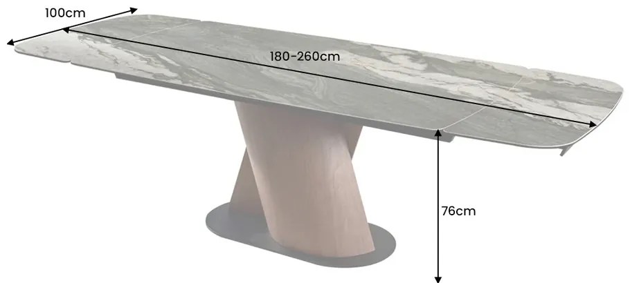 Massive home | Jídelní stůl ELEMENTS 180-260 cm, ořechový rám/šedý mramor