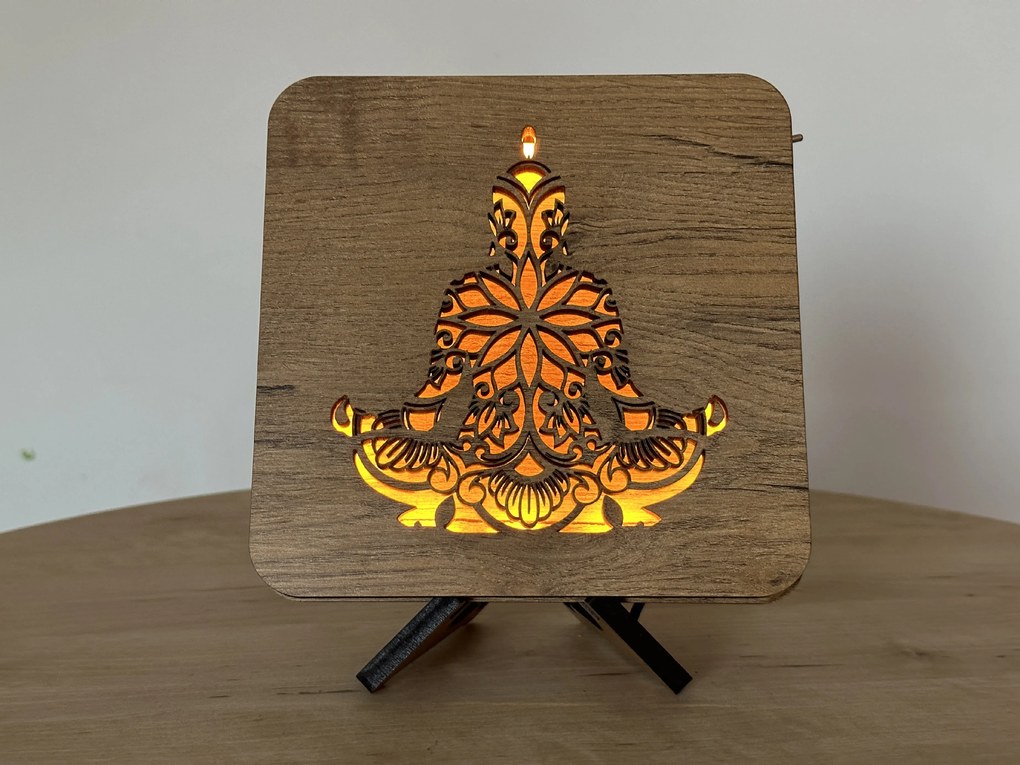 Li-Go "Buddha s mandalou" lampa 19x19 cm provedení povrchu: ořech