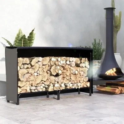 Outsunny stojan na dřevo s 600D Oxford plachtou, robustní kovový rám, nastavitelný, nosnost 200 kg, pro vnitřní i venkovní použití, 180x36x99 cm, čer…