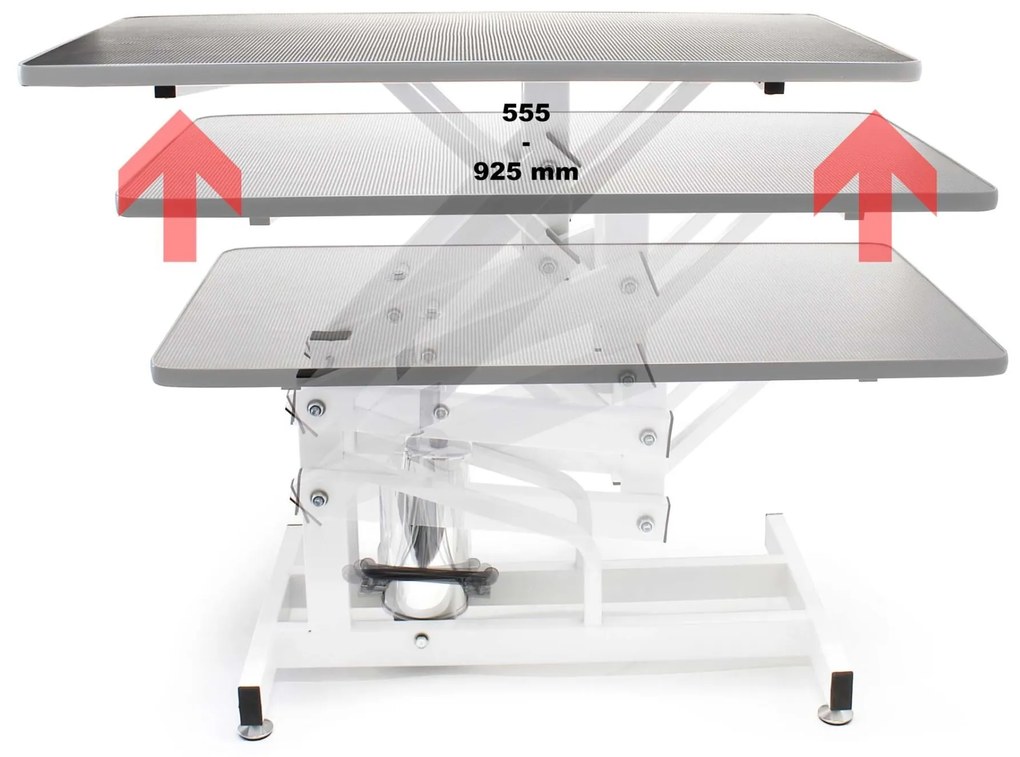 Wiltec Stříhací stůl pro psy a kočky, 108x60x55,5-92,5 cm, hydraulický stříhací stůl, skládací, stříhací stůl