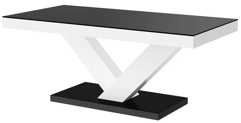 Konferenční stolek VICTORIA MINI (černá mat/bílá lesk/černá mat)