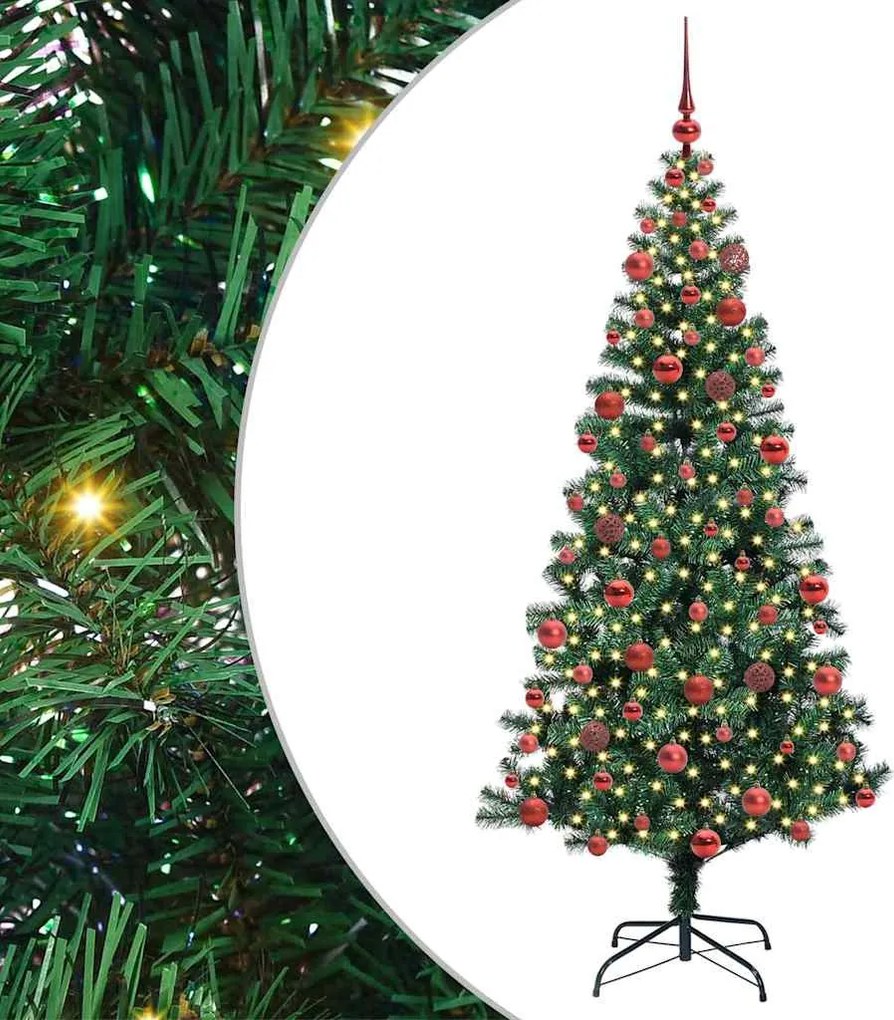 Umělý osvětlený vánoční stromeček Zelená 180 cm PVC a kov 3396762