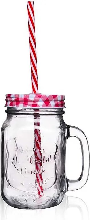Orion Straw sklenice s brčkem a uchem 450 ml