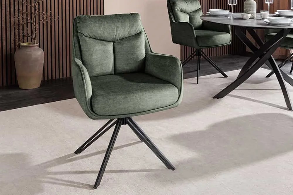 Designová otočná židle Brock zelený samet