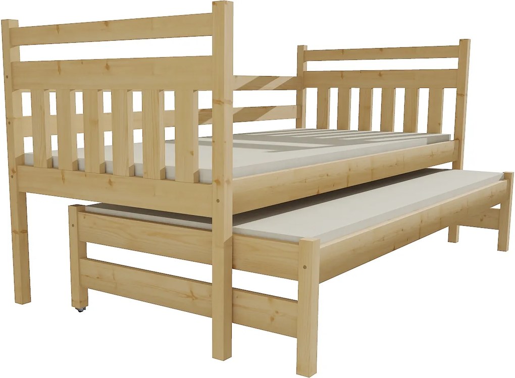 Vomaks Dětská postel s výsuvnou přistýlkou DPV 029 (netransparentní barva bordová, 80 x 200 cm, 2 kusy úložných prostor)