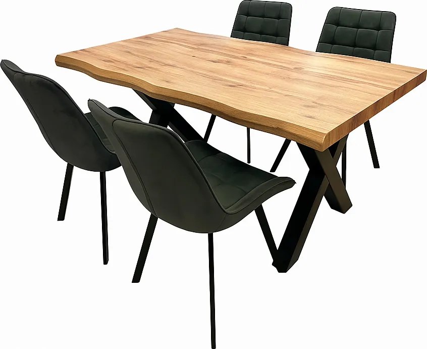 Vikio Jídelní set pro 4 osoby 140x90 cm dub, šedá samet VJS114-41S-S