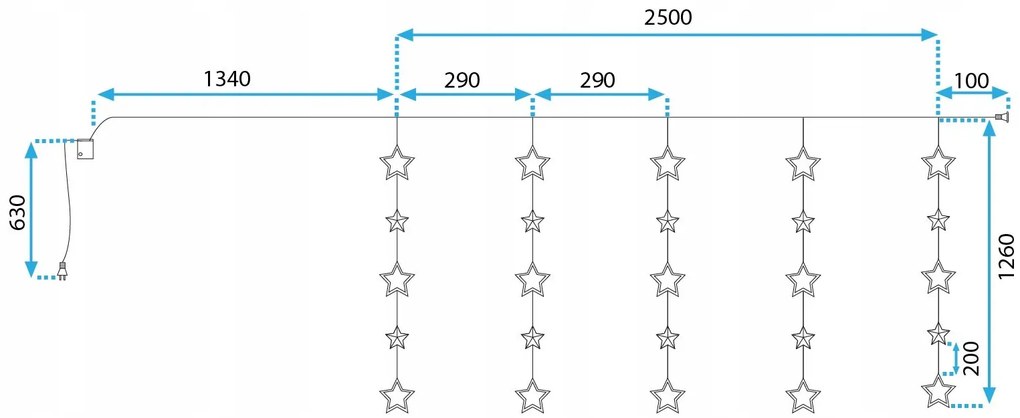 Tutumi, LED závěs 250 cm (CD005) + dálkové ovládání, CHR-00331