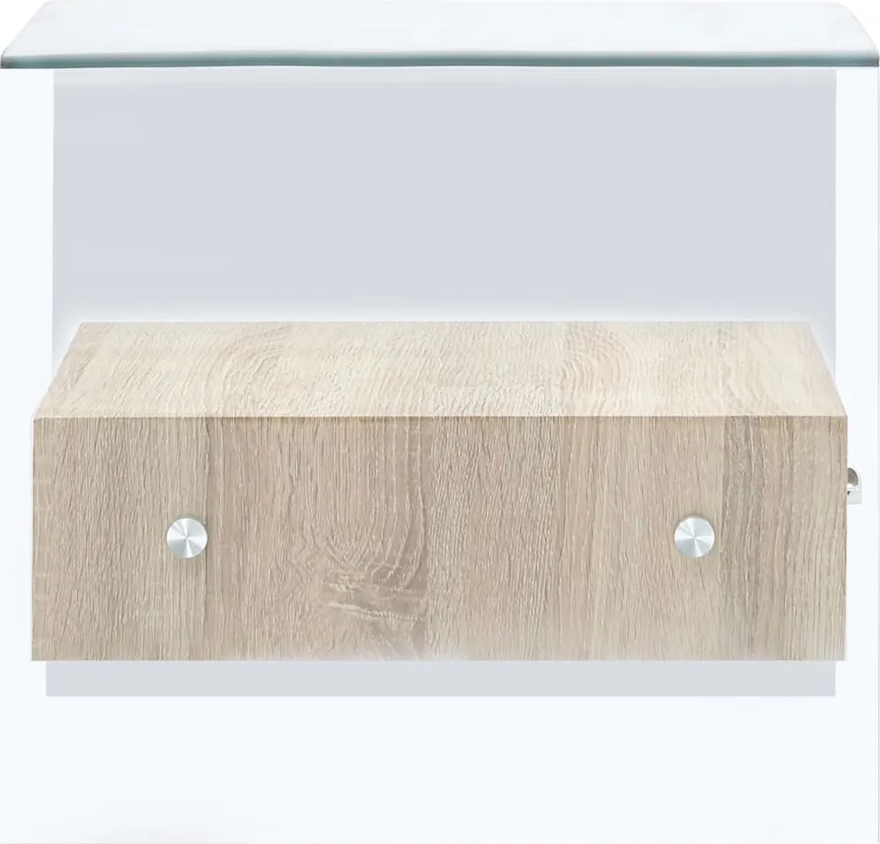 Konferenční stolek se zásuvkou 50 x 50 x 45 cm tvrzené sklo 284724