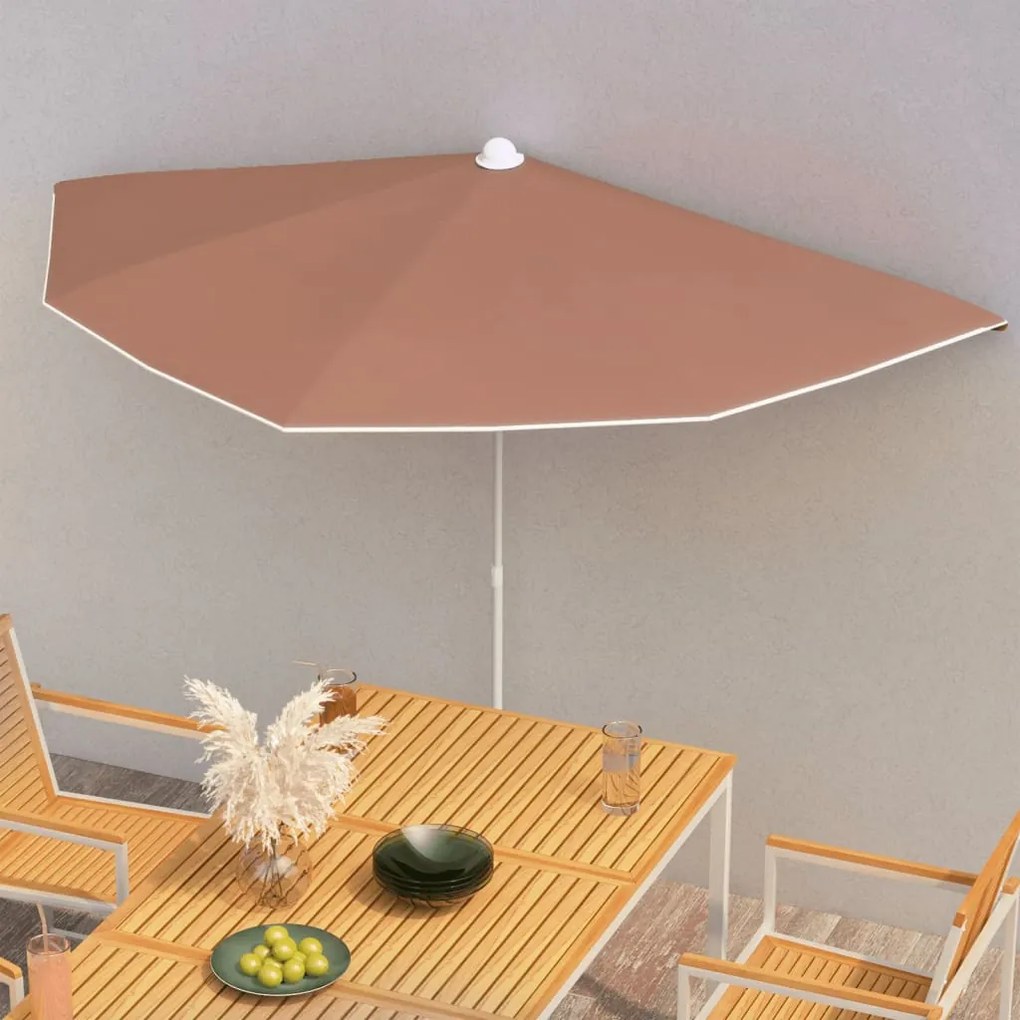 Zahradní půlkruhový slunečník s tyčí 180 x 90 cm terakotový 315564