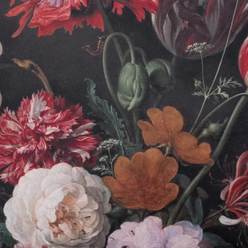SCANquilt povlak ART VELVET heem-zátiší s květinami černá 45 x 45 cm