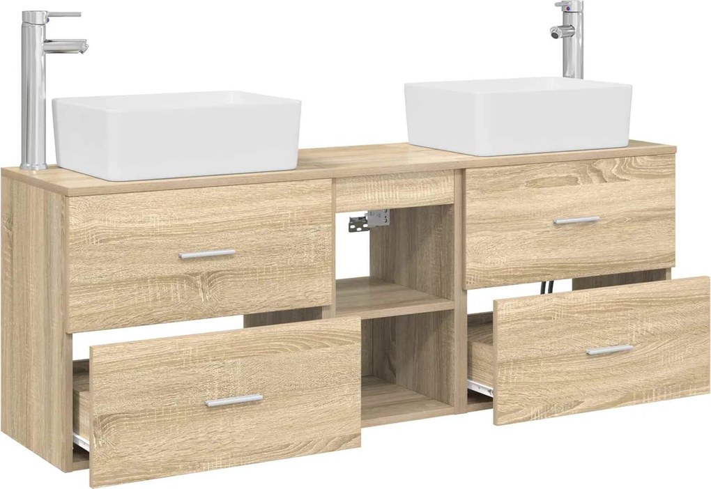 Sada koupelnových skříněk 3 ks Dub sonoma 53 x 34,5 x 63 cm 3405853