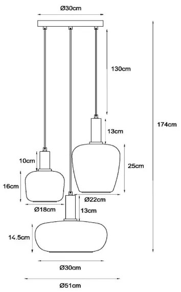 Lucide 45408/13/99 - Lustr na lanku ILONA 3xE27/40W/230V černá/béžová