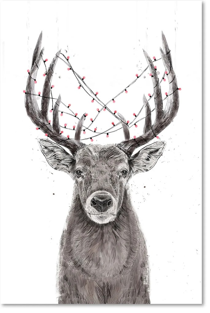 Gario Obraz na plátně Jelen s vánočními světly - Rykker Rozměry: 40 x 60 cm